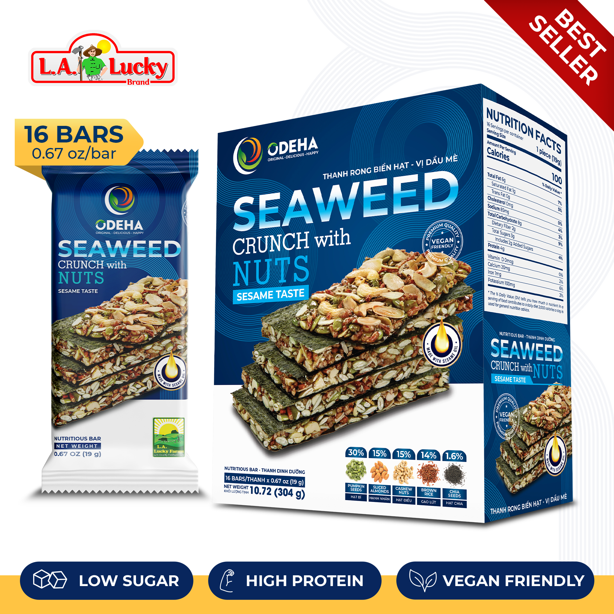 ODEHA Seaweed Crunch with Nuts - Sesame Taste – L.A. Lucky Global