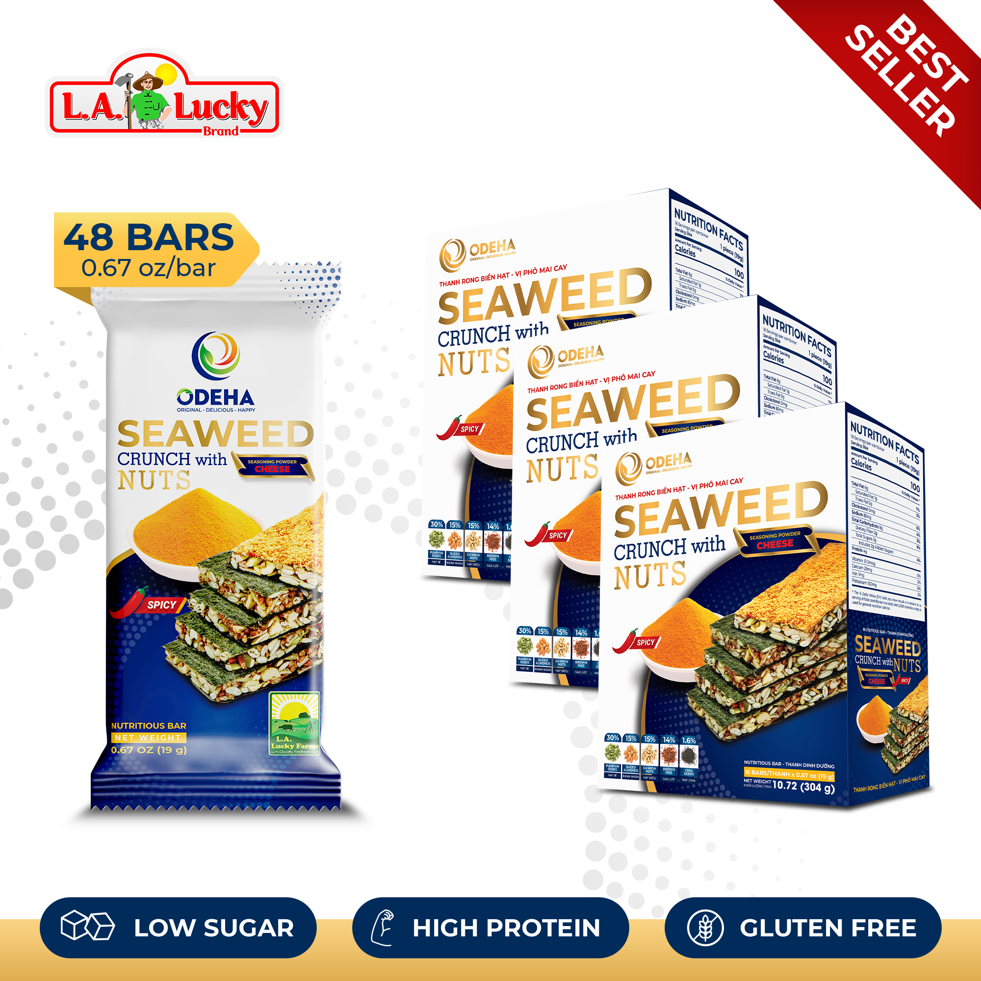 ODEHA Seaweed Crunch with Nuts – Spicy Cheese Taste – Pack of 3 – L.A ...