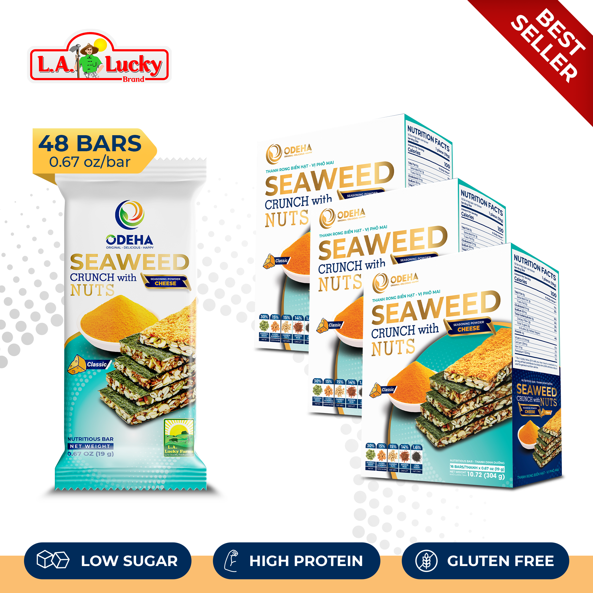 ODEHA Seaweed Crunch with Nuts - Cheese Taste – Pack of 3 – L.A. Lucky ...
