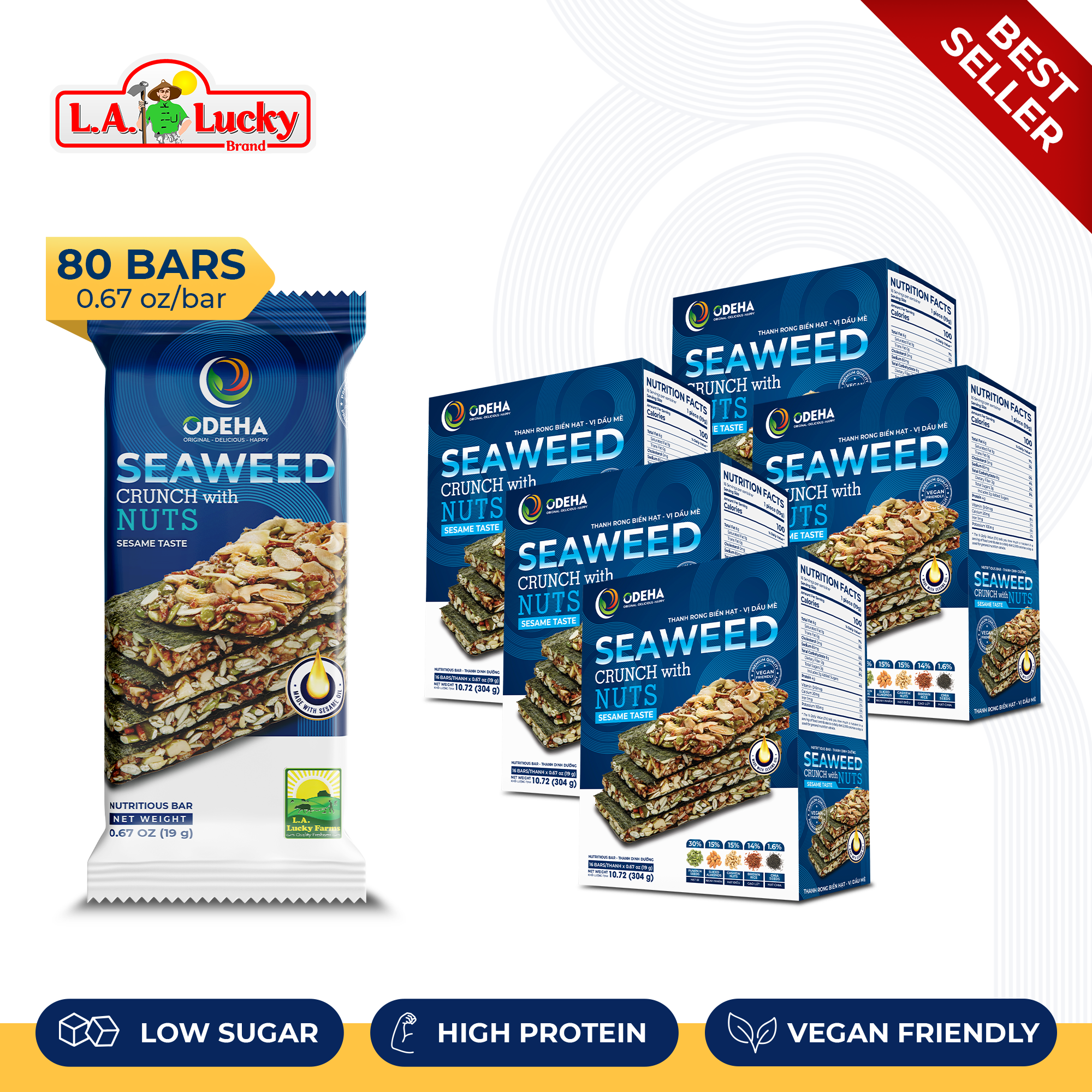 ODEHA Seaweed Crunch with Nuts - Sesame Taste – Pack of 5 – L.A Lucky ...