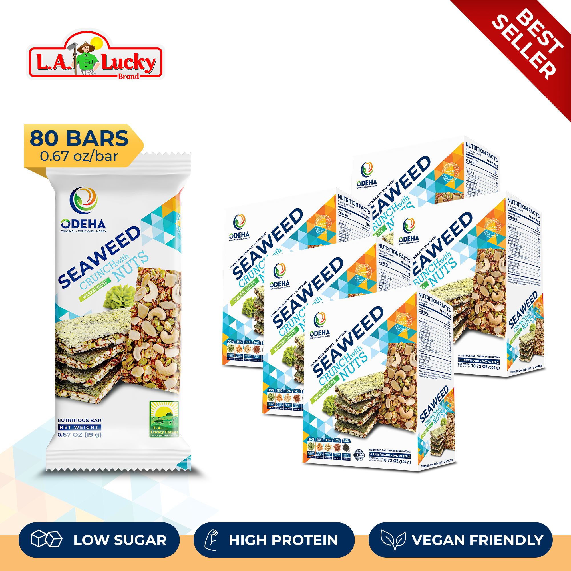 ODEHA Seaweed Crunch with Nuts - Wasabi Taste – Pack of 5 – L.A Lucky ...