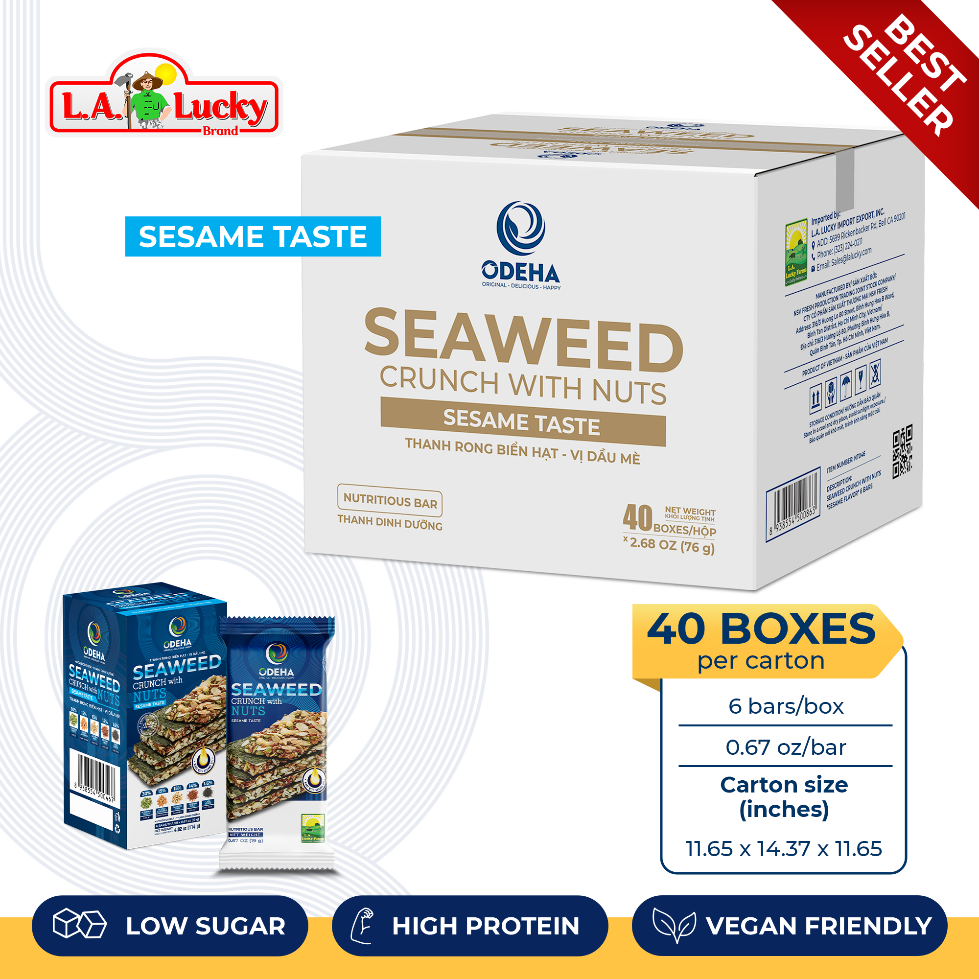 ODEHA Seaweed Crunch with Nuts - Sesame Taste – Carton – L.A. Lucky Global